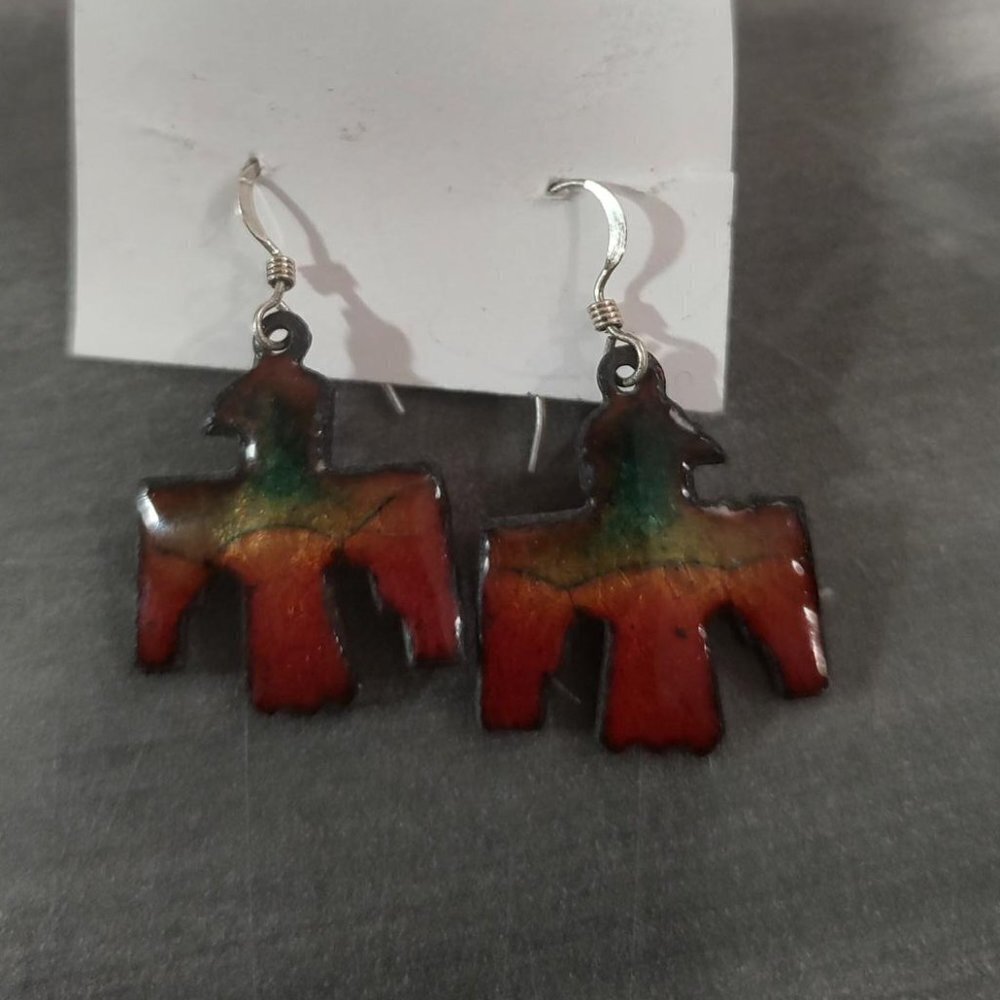 Vintage Native American Thunderbird Shaped Earrings E… - Gem